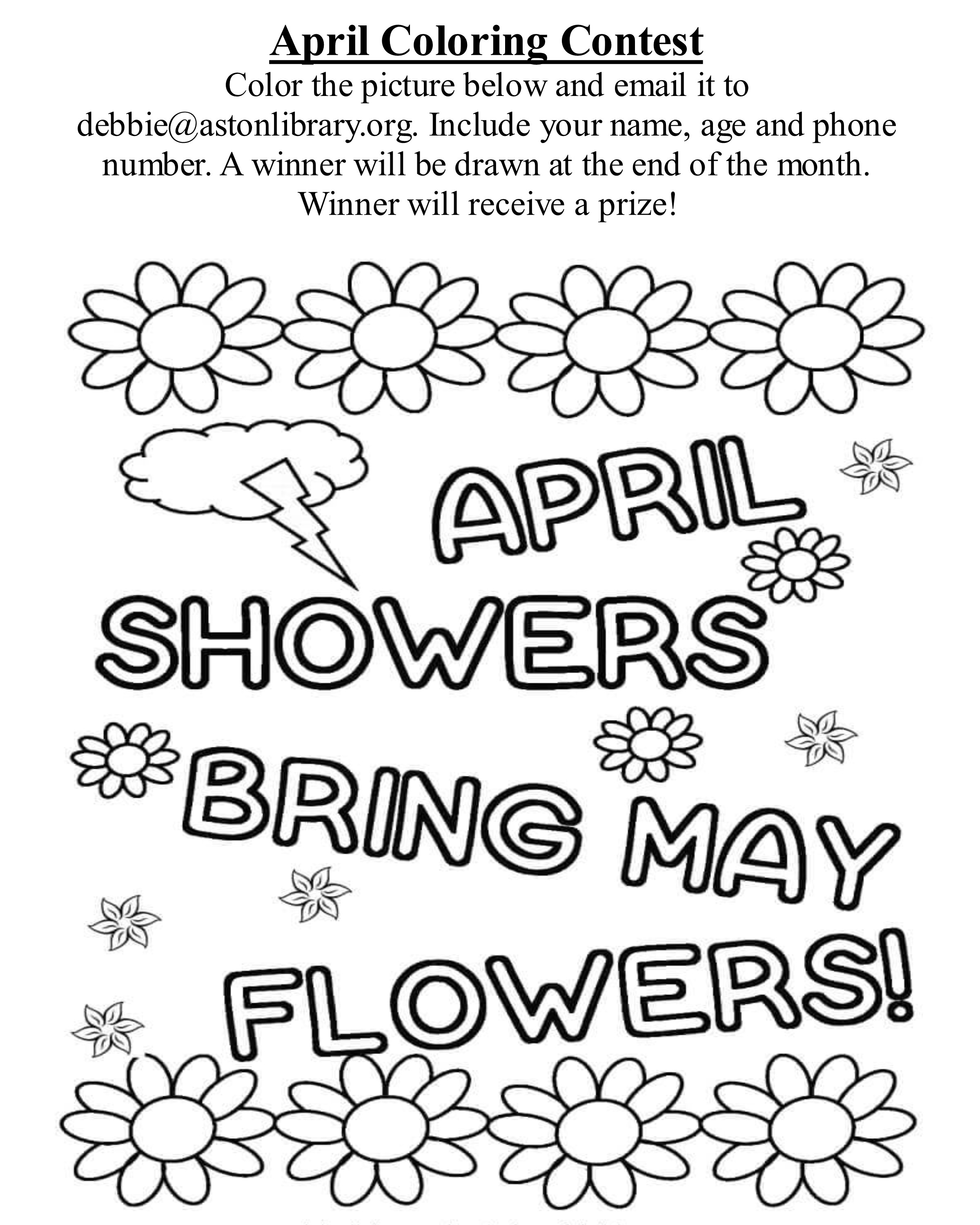 Kids’ April Coloring Contest! | Aston Public Library
